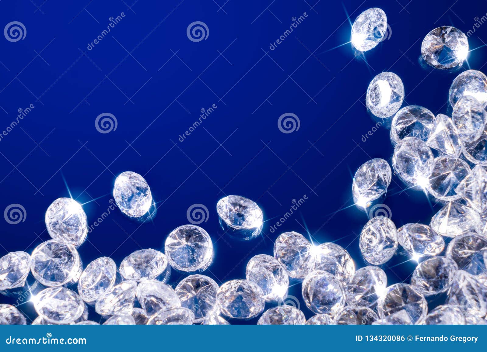Shiny Diamonds on a Blue Background Stock Photo - Image of clear ...