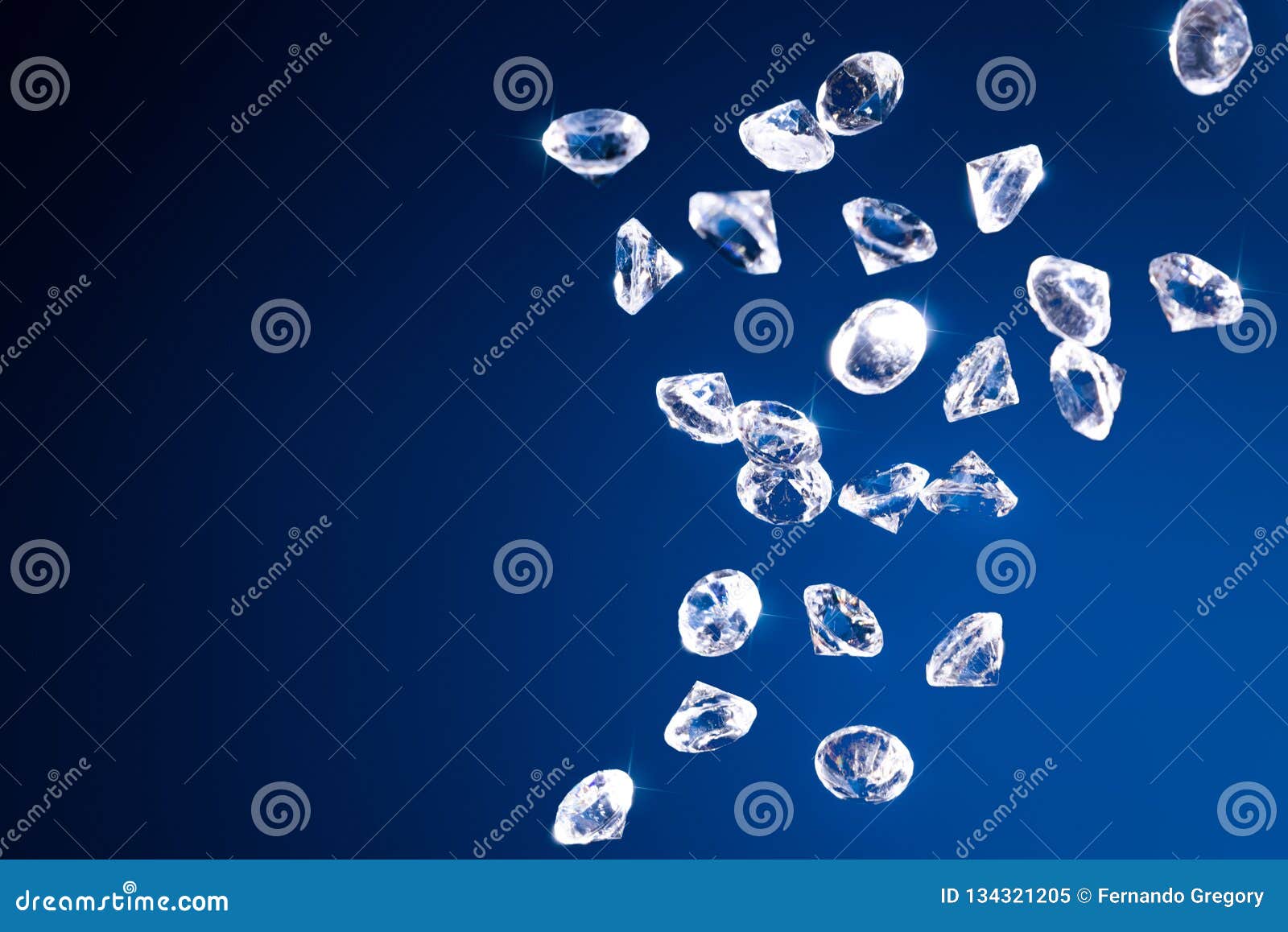 Shiny Diamonds on a Blue Background Stock Image - Image of fashion ...