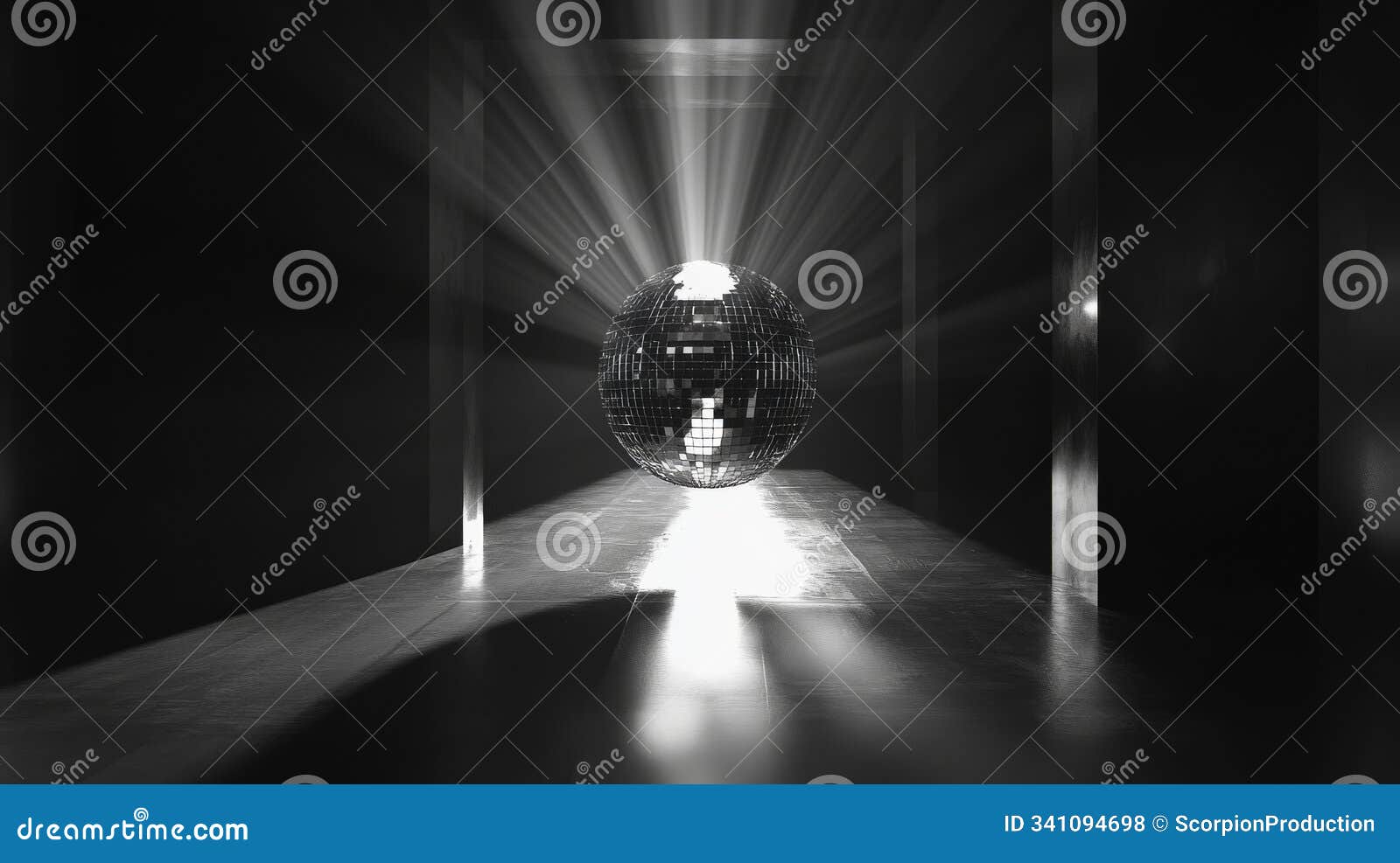 Shiny Disco Ball Illuminated by Dramatic Light Beams Stock Photo ...