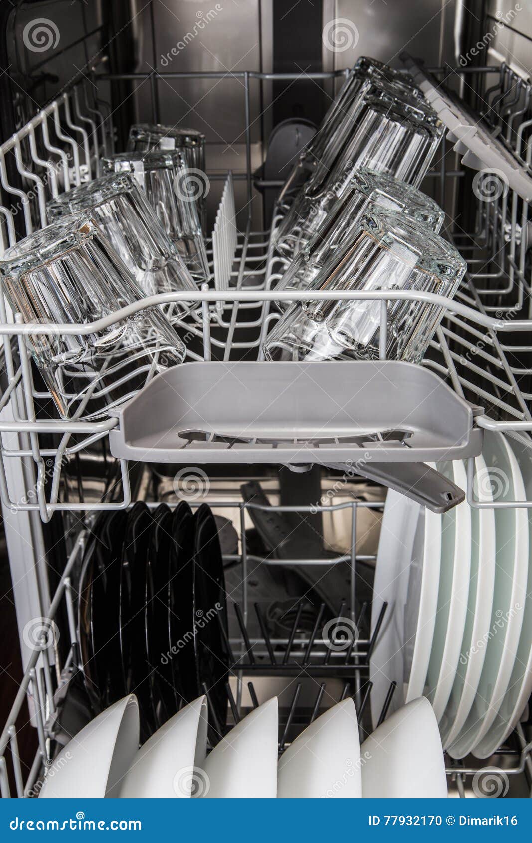 Shiny Dishes in Modern Dishwasher Machine Stock Photo - Image of full ...