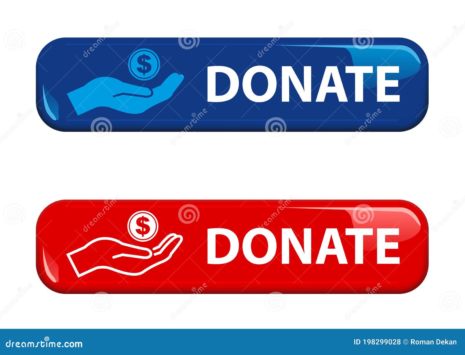 Shiny Donate Button in Red and Blue Color Stock Vector - Illustration ...