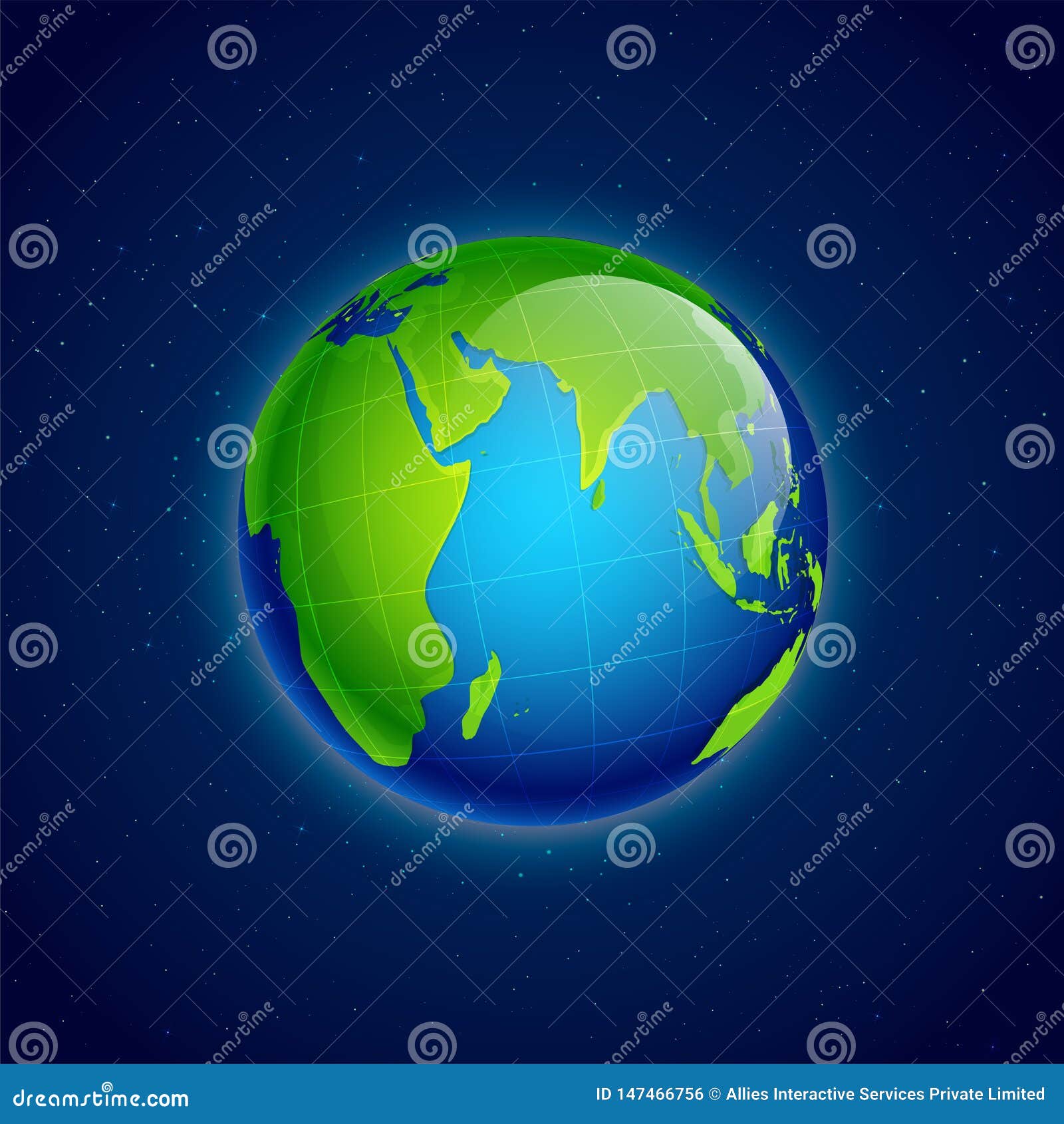 Shiny Earth Globe on Blue Background Stock Illustration - Illustration ...