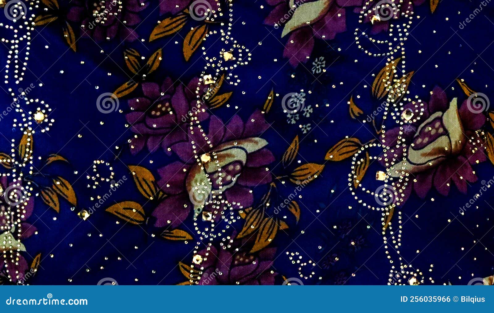 Shiny Embroidery on Blue Fabric Stock Illustration - Illustration of ...