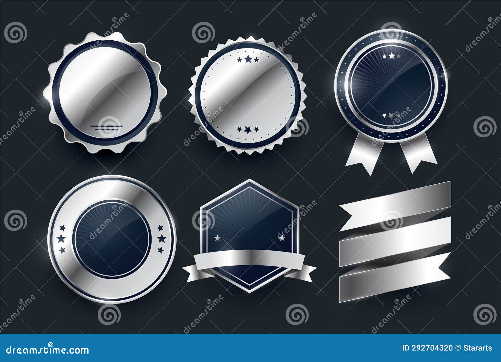 Shiny and Empty Circular Metal Insignia Symbol Banner in Collection ...