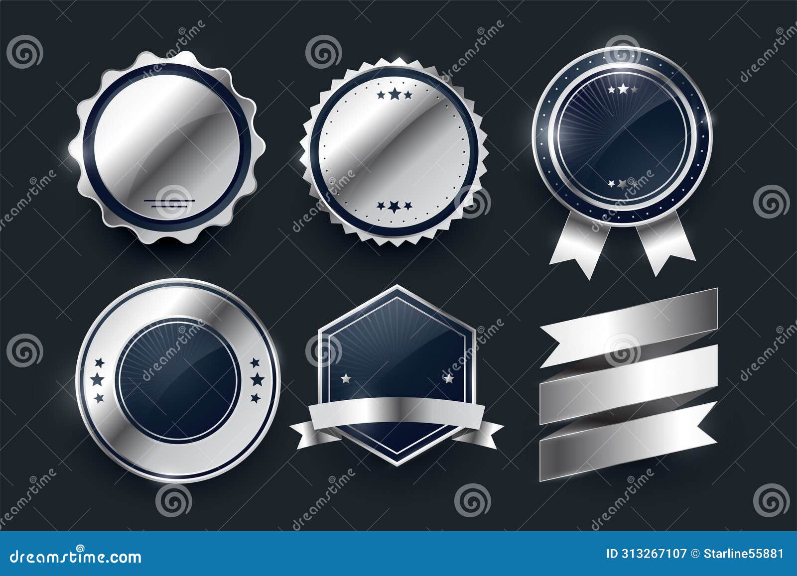 Shiny and Empty Circular Metal Insignia Symbol Banner in Collection ...