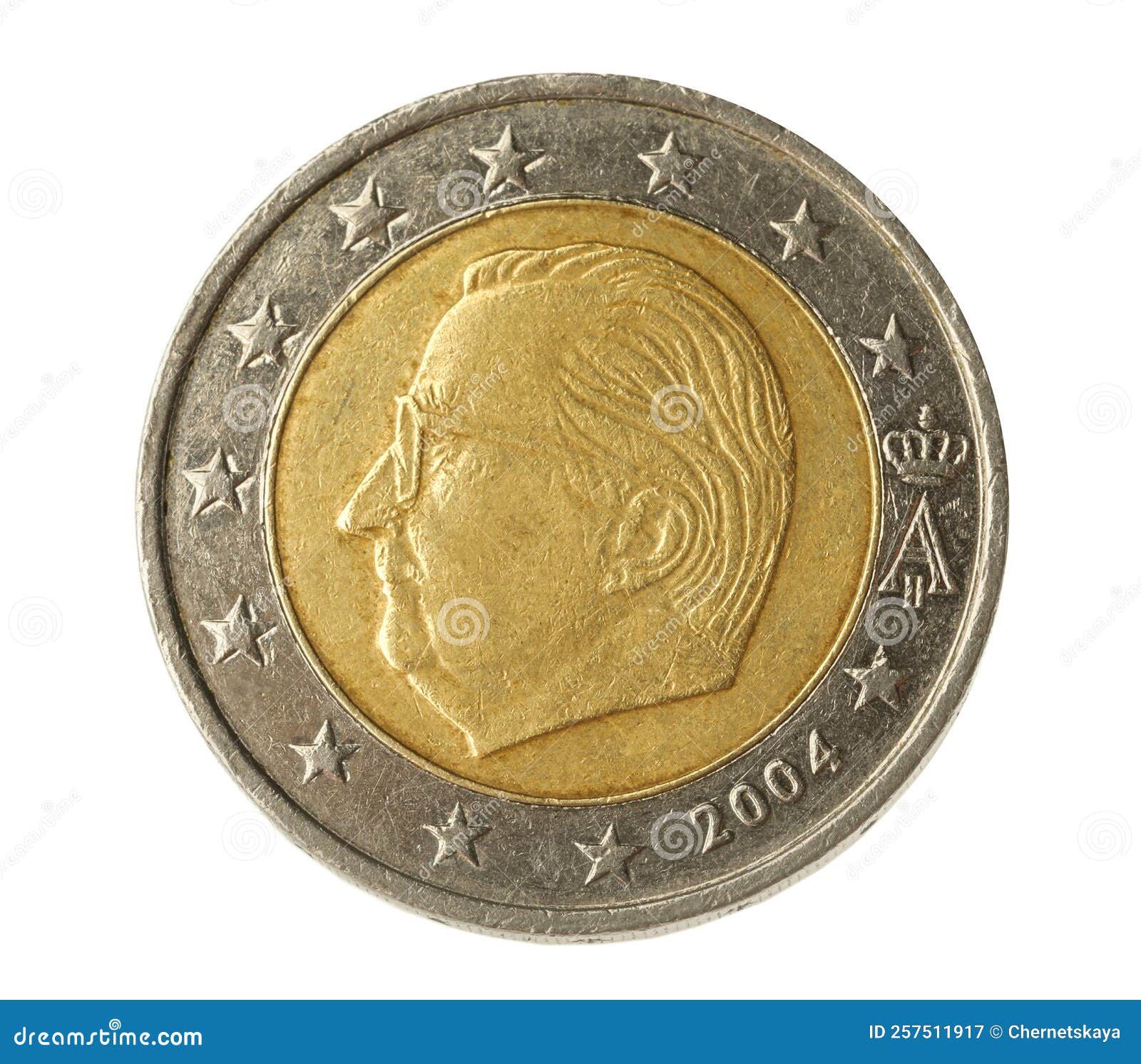 Shiny Euro Coin Isolated on White, Back View Stock Image - Image of ...