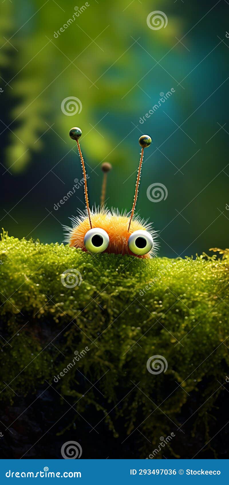 Shiny-eyed Orange Bugcore: a Delightful Moss Patch Creature Stock ...