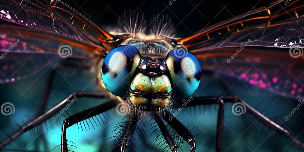 Shiny Eyes the Eyes of a Dragonfly Macro a Reflection _007 Stock ...