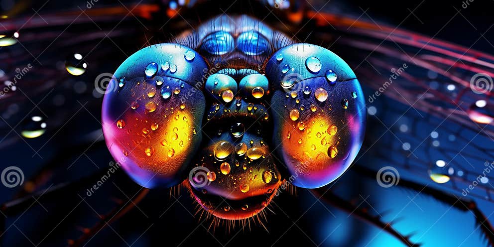 Shiny Eyes the Eyes of a Dragonfly Macro a Reflection _008 Stock ...