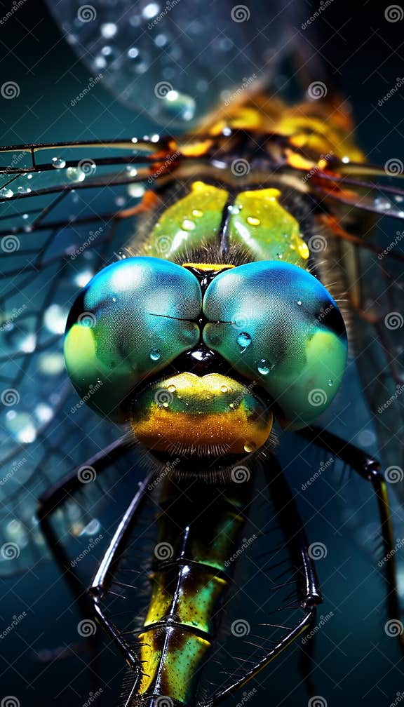 Shiny Eyes the Eyes of a Dragonfly Macro a Reflection _011 Stock ...