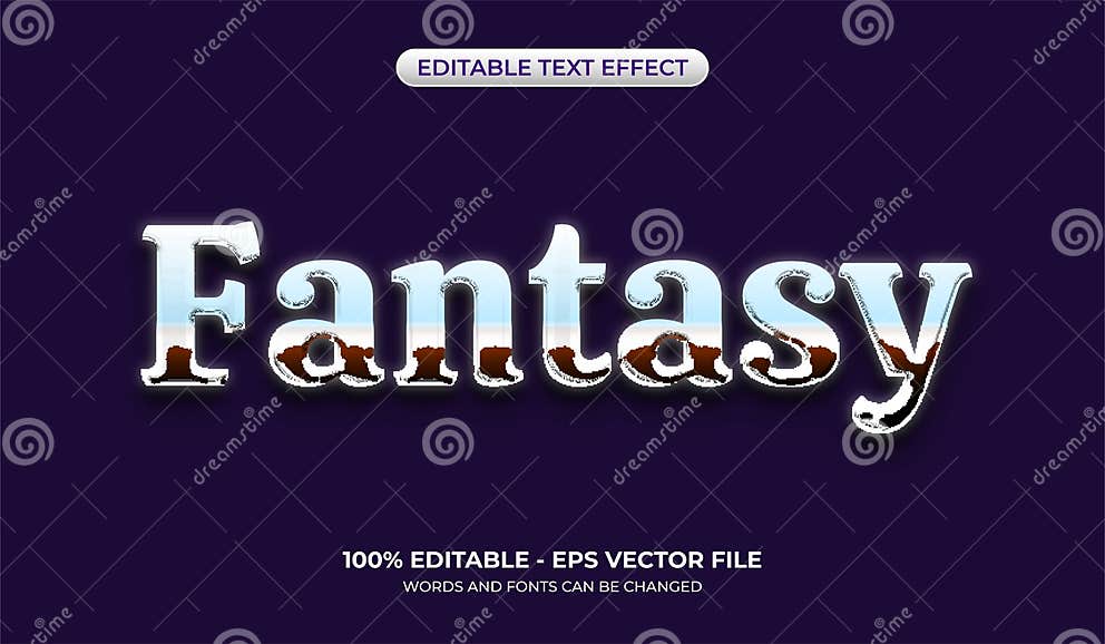 Shiny Fantasy Text Effect. Cool Editable Three-dimensional Chrome Text ...