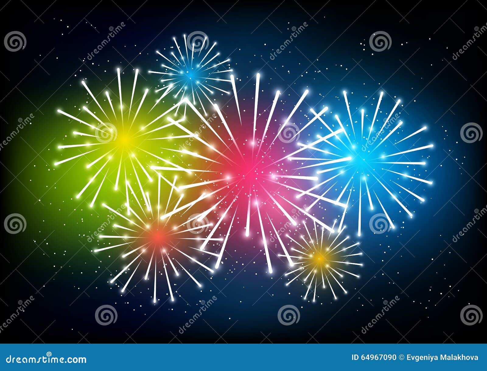Shiny fireworks stock vector. Illustration of beautiful - 64967090