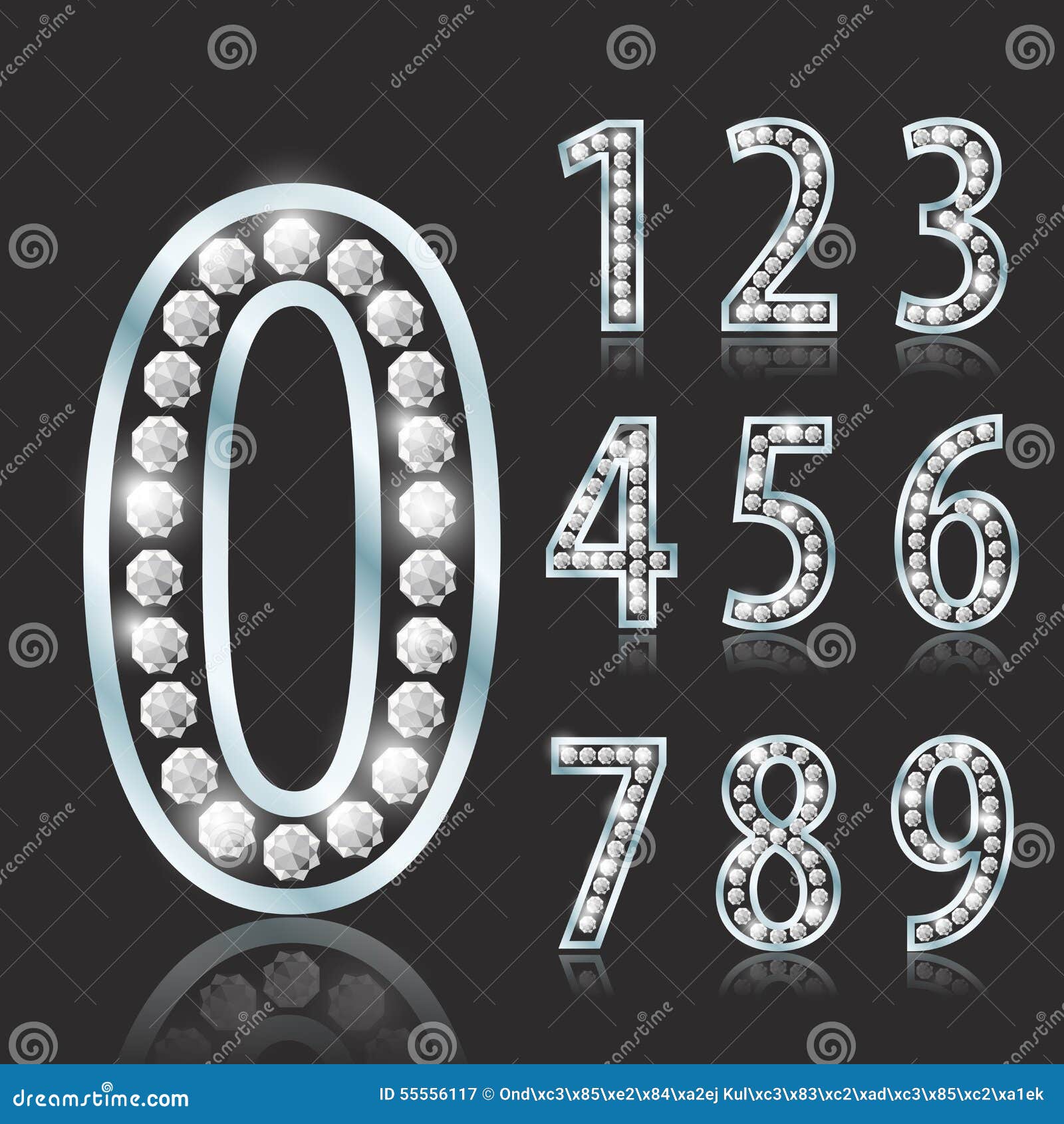 Shiny Font of Diamond Vector Illustration. Luxury Number Set Stock ...
