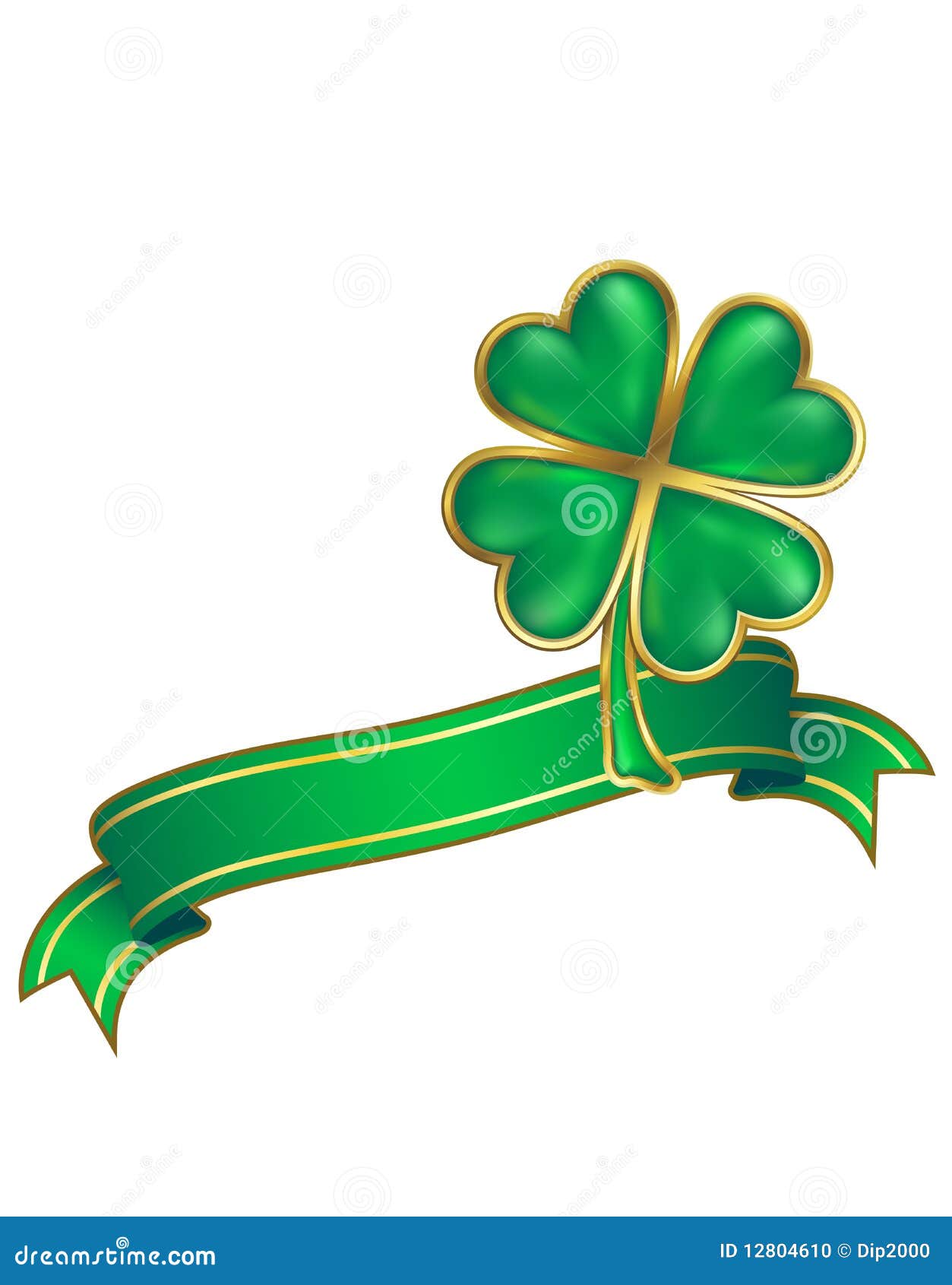 Shiny Four Leaf Clover and Scroll Stock Vector - Illustration of golden ...