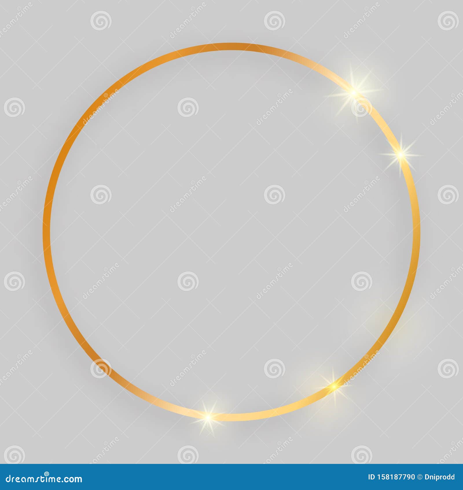 Gold Round Shiny Frame with Glowing Effects Stock Vector - Illustration ...