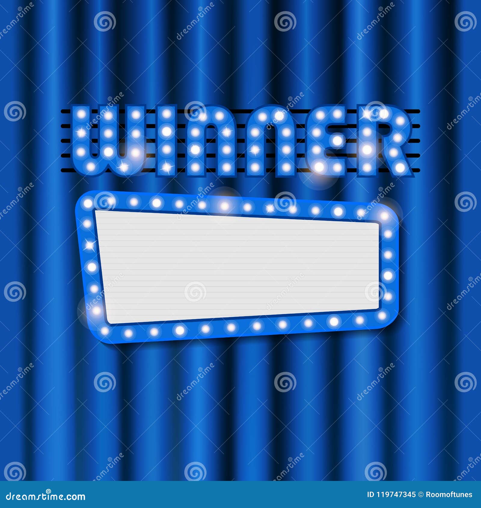 Vector Shiny Frame for Winner on Blue Curtains Background Stock Vector ...