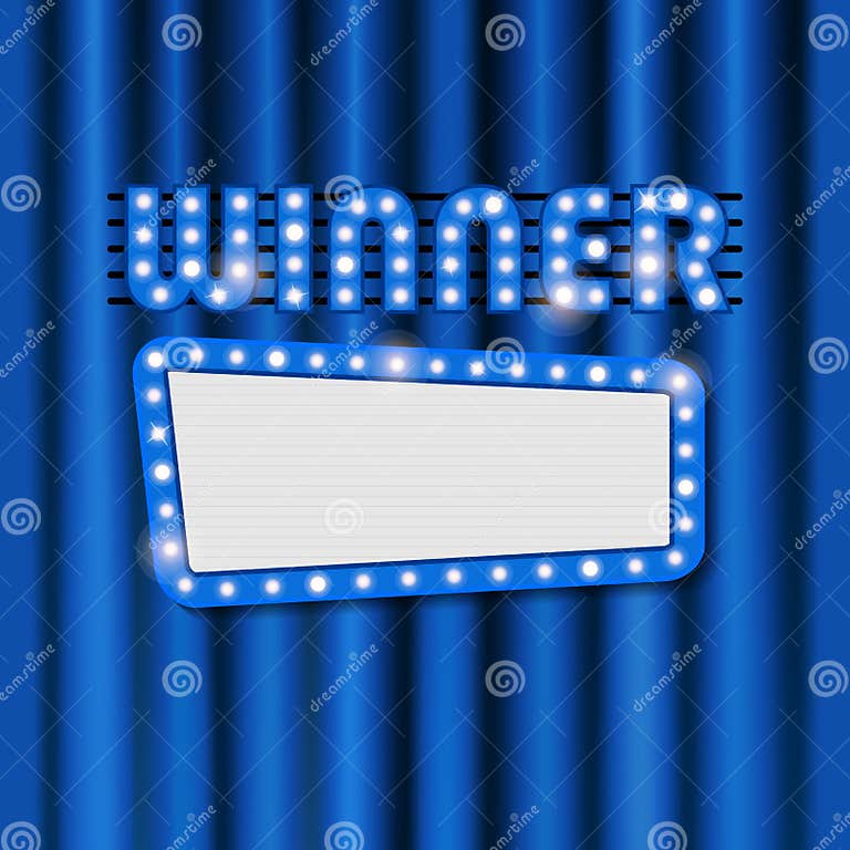 Vector Shiny Frame for Winner on Blue Curtains Background Stock Vector ...