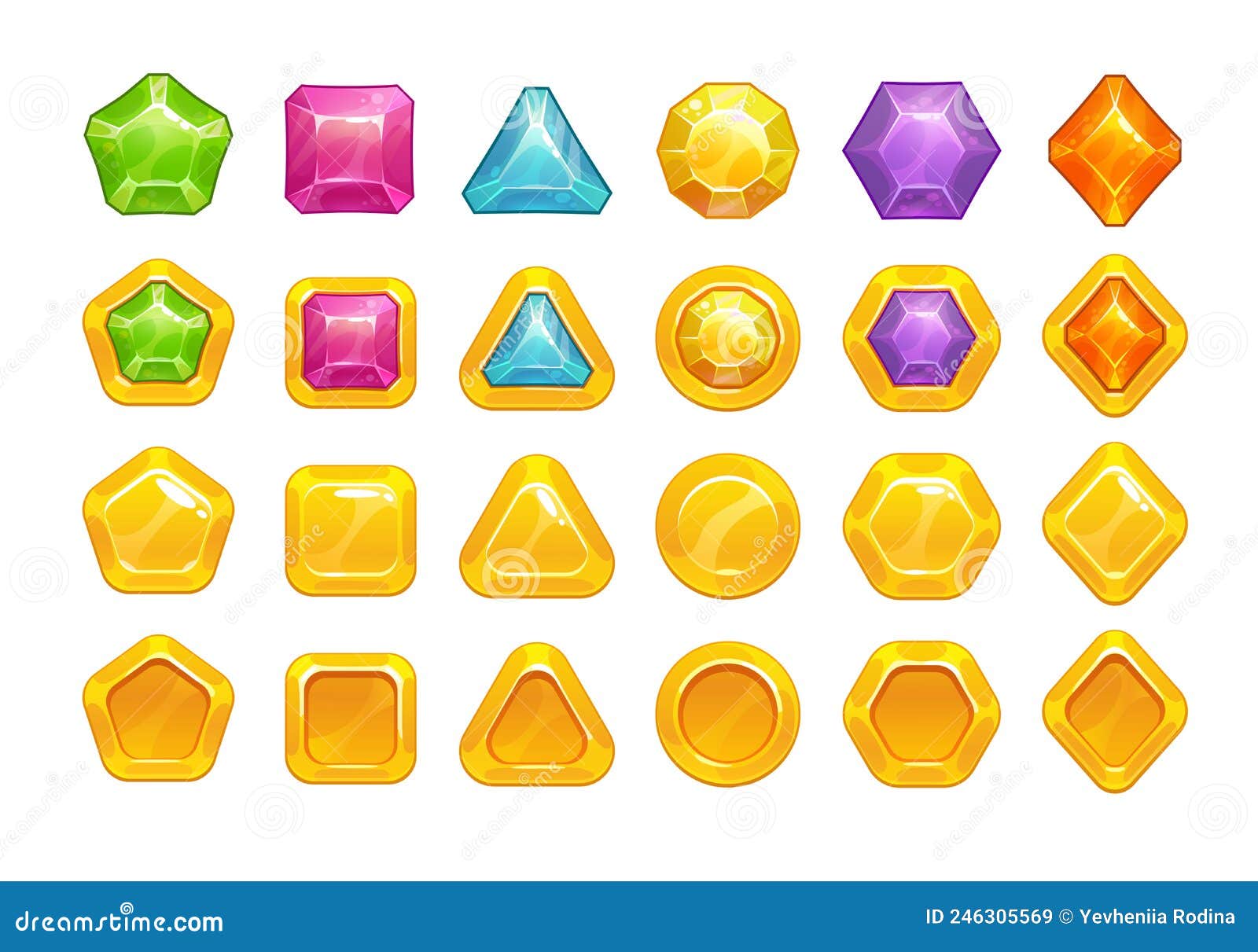Shiny Gemstone GUI Elements. Cartoon Crystal Gems Stock Vector ...