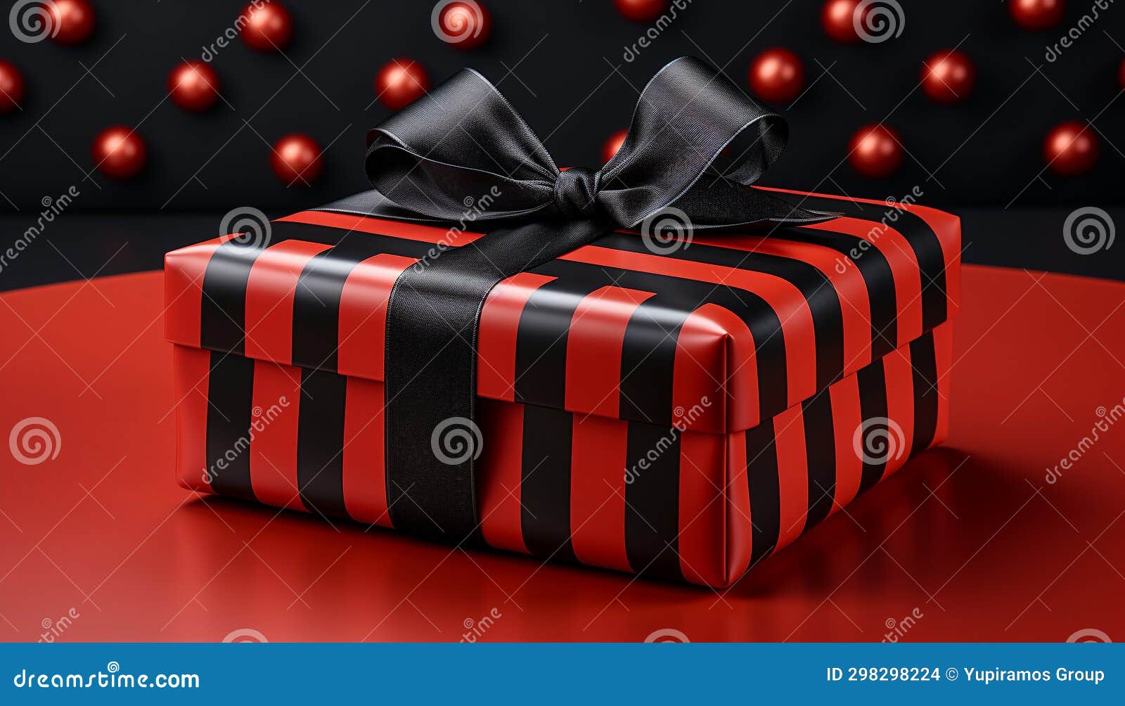A Shiny Gift Box Wrapped in Elegant Red Ribbon Generated by AI Stock ...