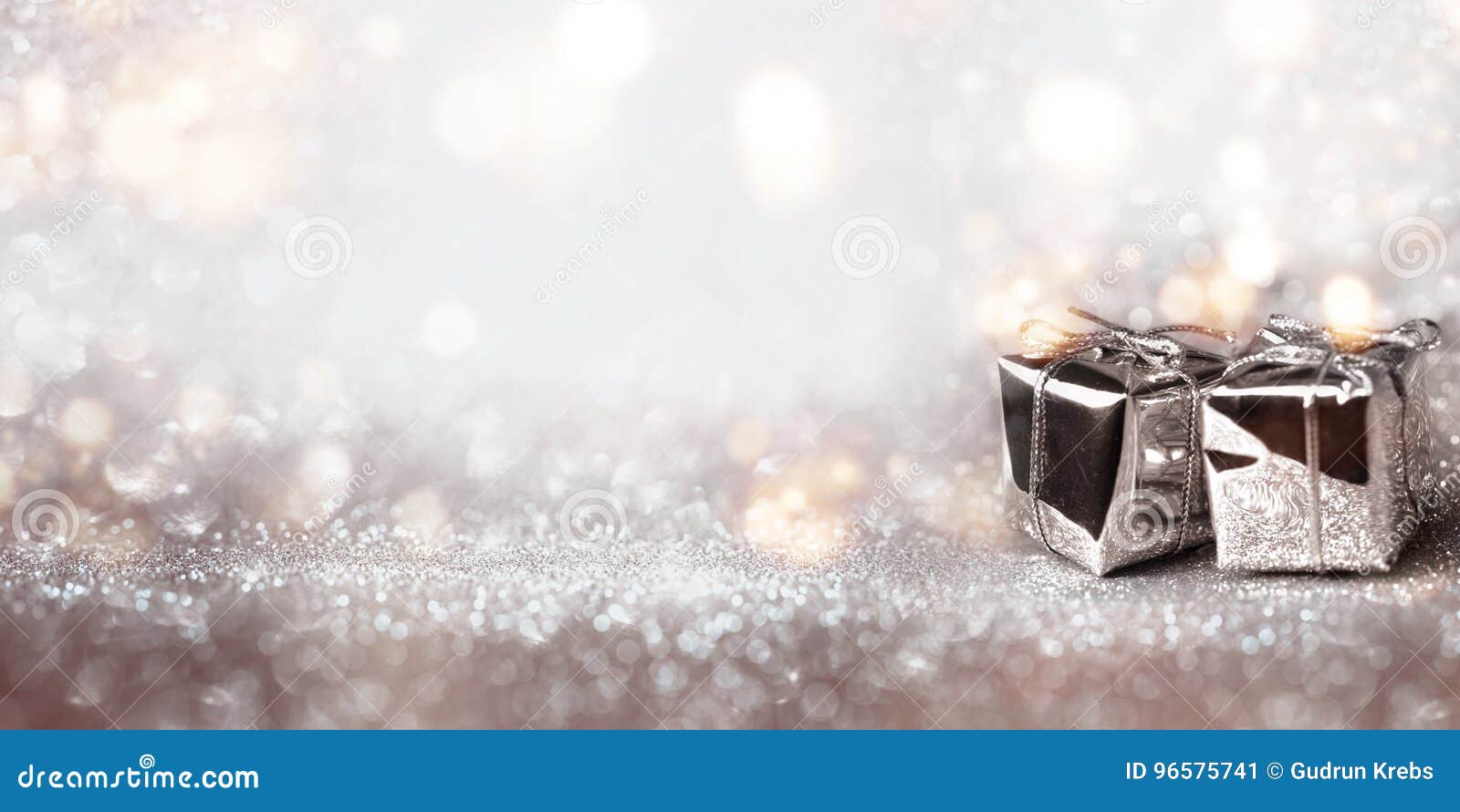 Shiny Gifts on a Silver Bokeh Background Stock Image - Image of gold ...