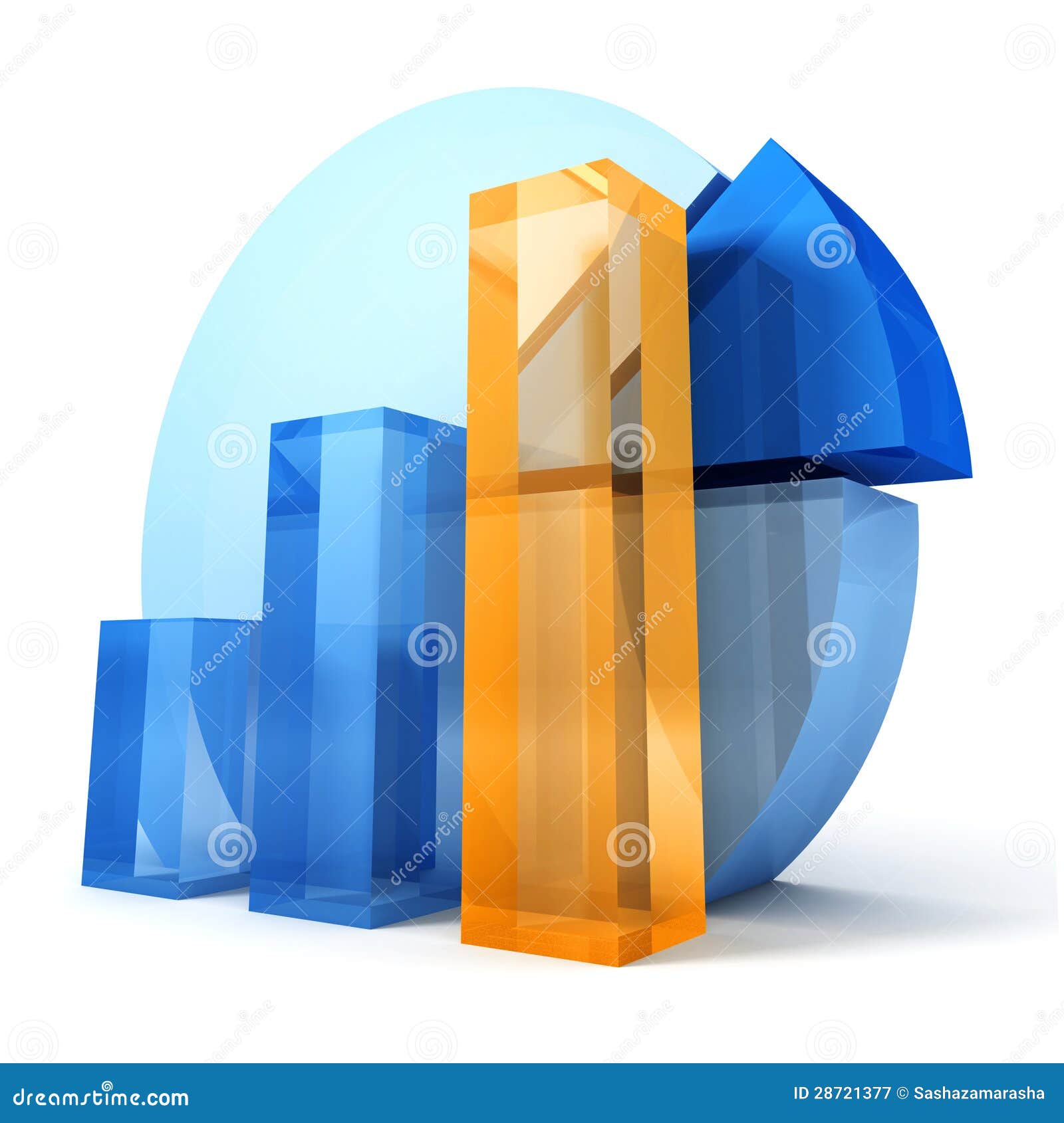 Shiny Glass Blue Bar and Pie Chart Stock Illustration - Illustration of ...