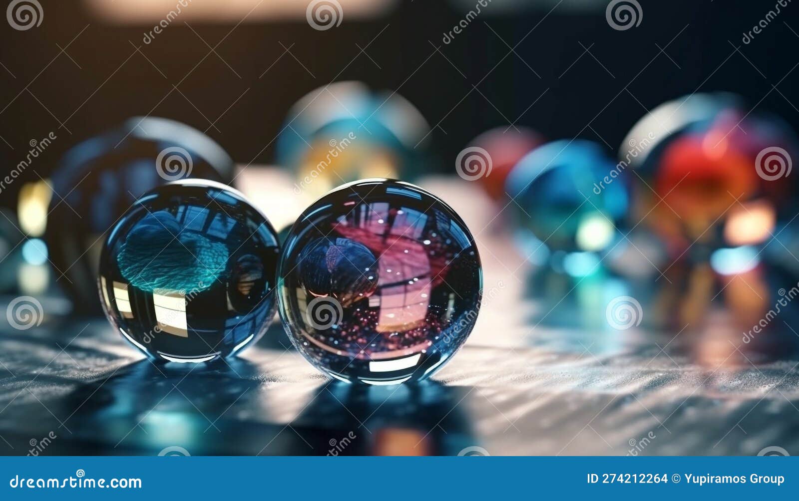 Shiny Glass Sphere Illuminated in Multi Colored Light Generated by AI ...