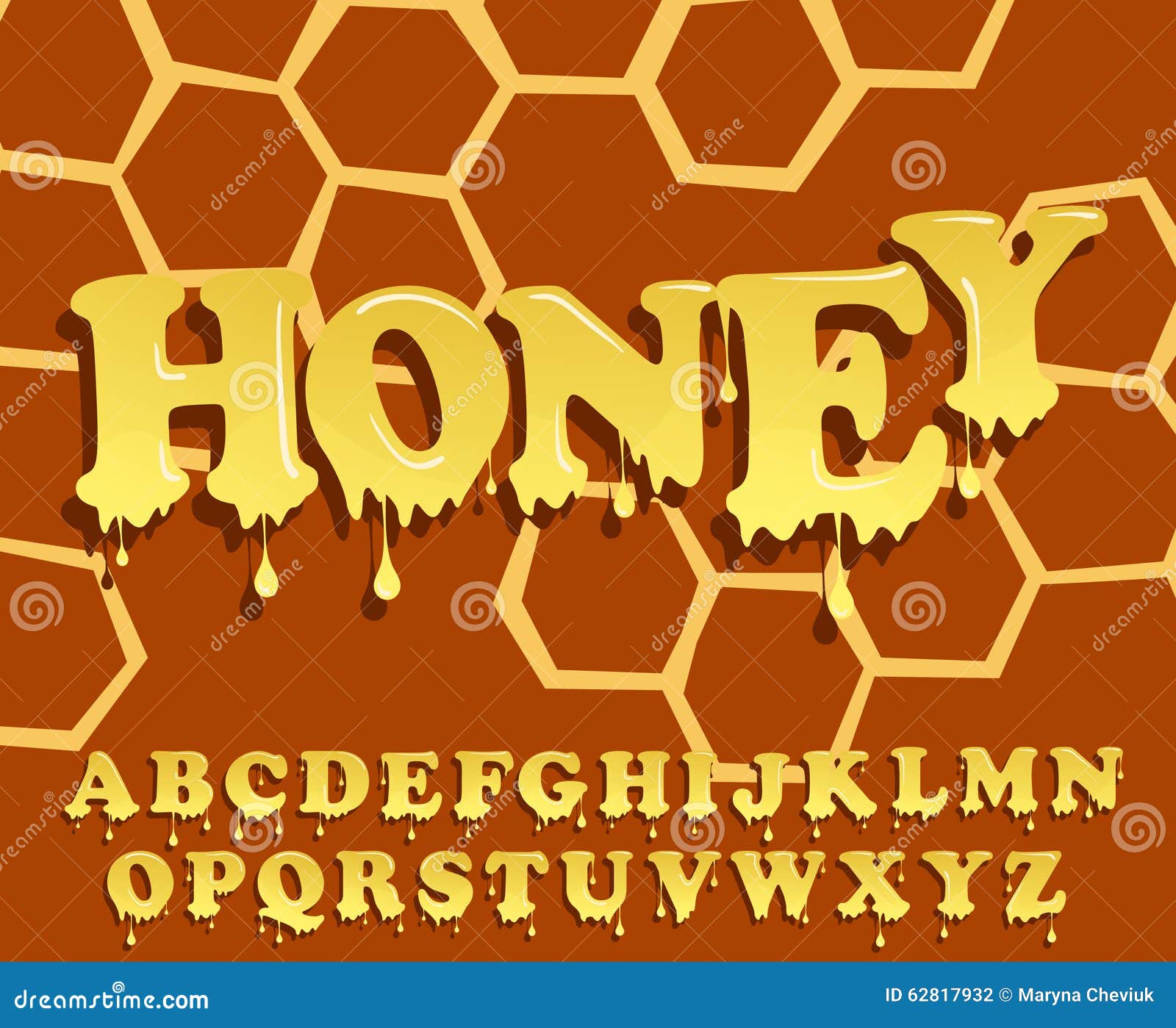 Shiny, Glazed, Honey Alphabet Design. Melting Font. Vector Letterhead ...