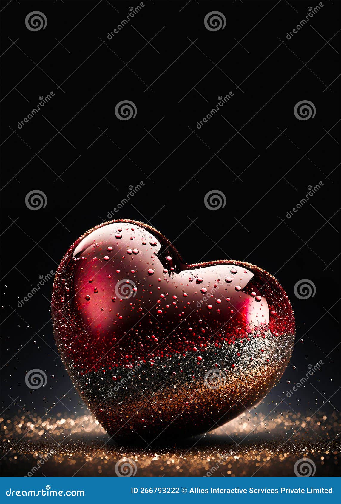 Shiny Glittery Heart Shape on Sparkle Light Background. 3D Stock ...