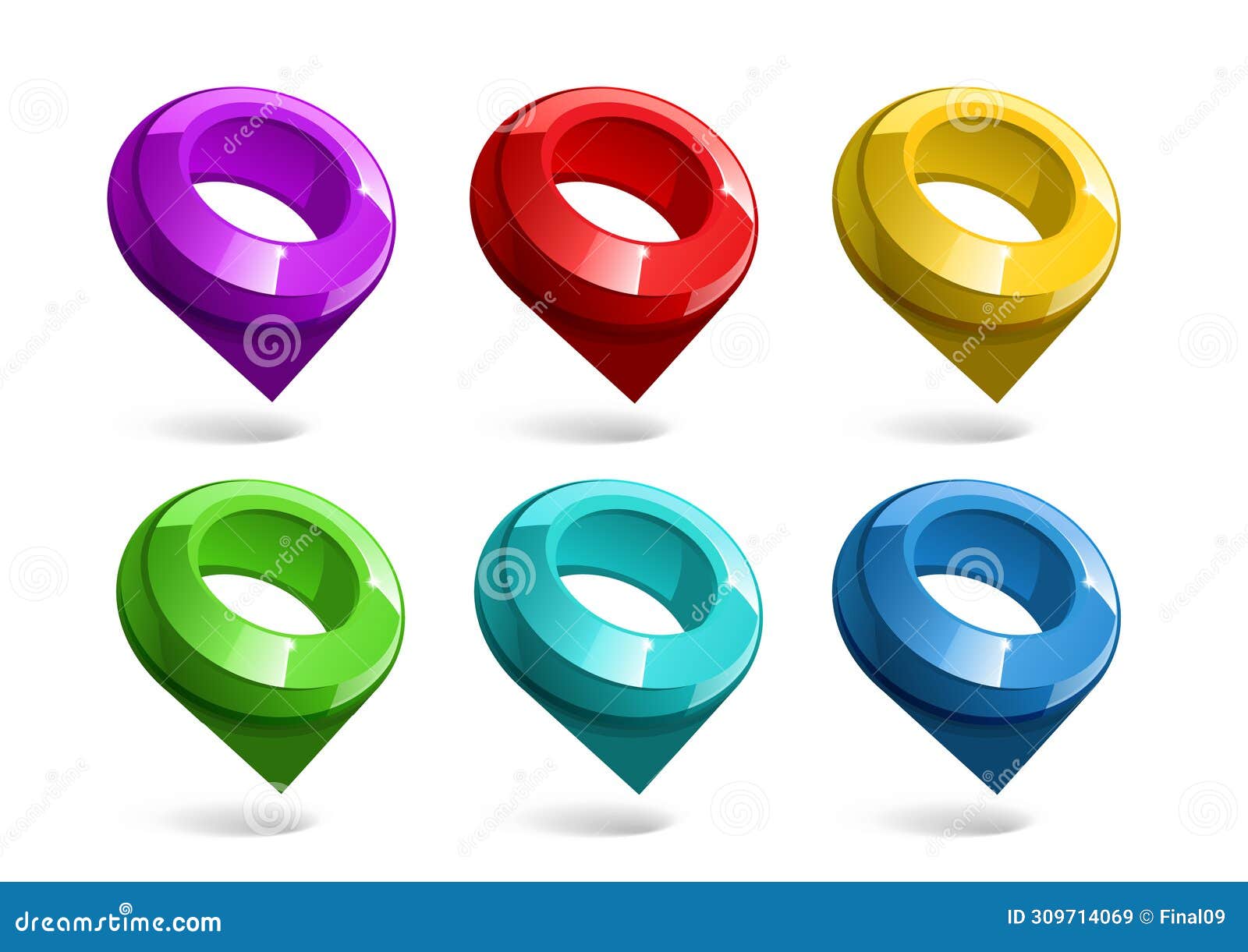 Shiny Glossy Colored Map Pointer Icons. Stock Vector - Illustration of ...