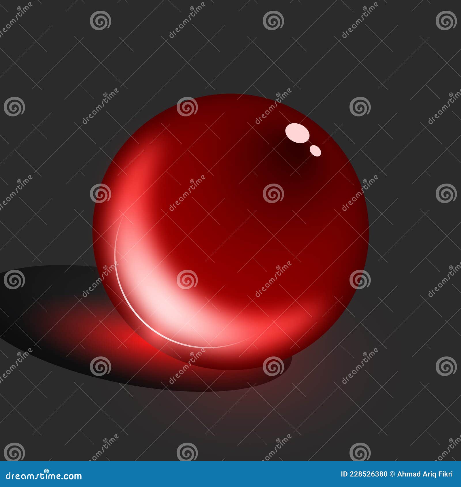 Shiny Glossy Red Ball on Dark Background. Stock Vector - Illustration ...