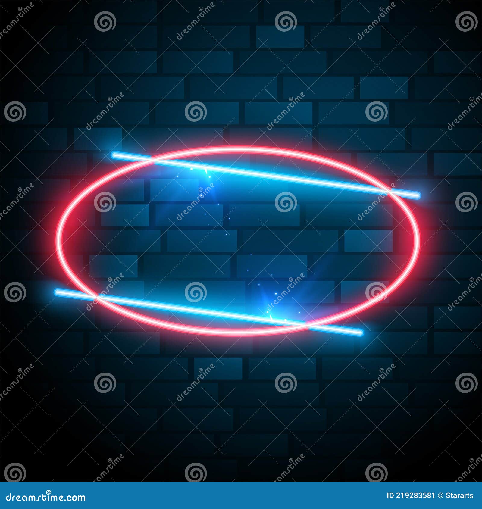 Shiny Glowing Oval Neon Frame with Text Effect Stock Vector ...