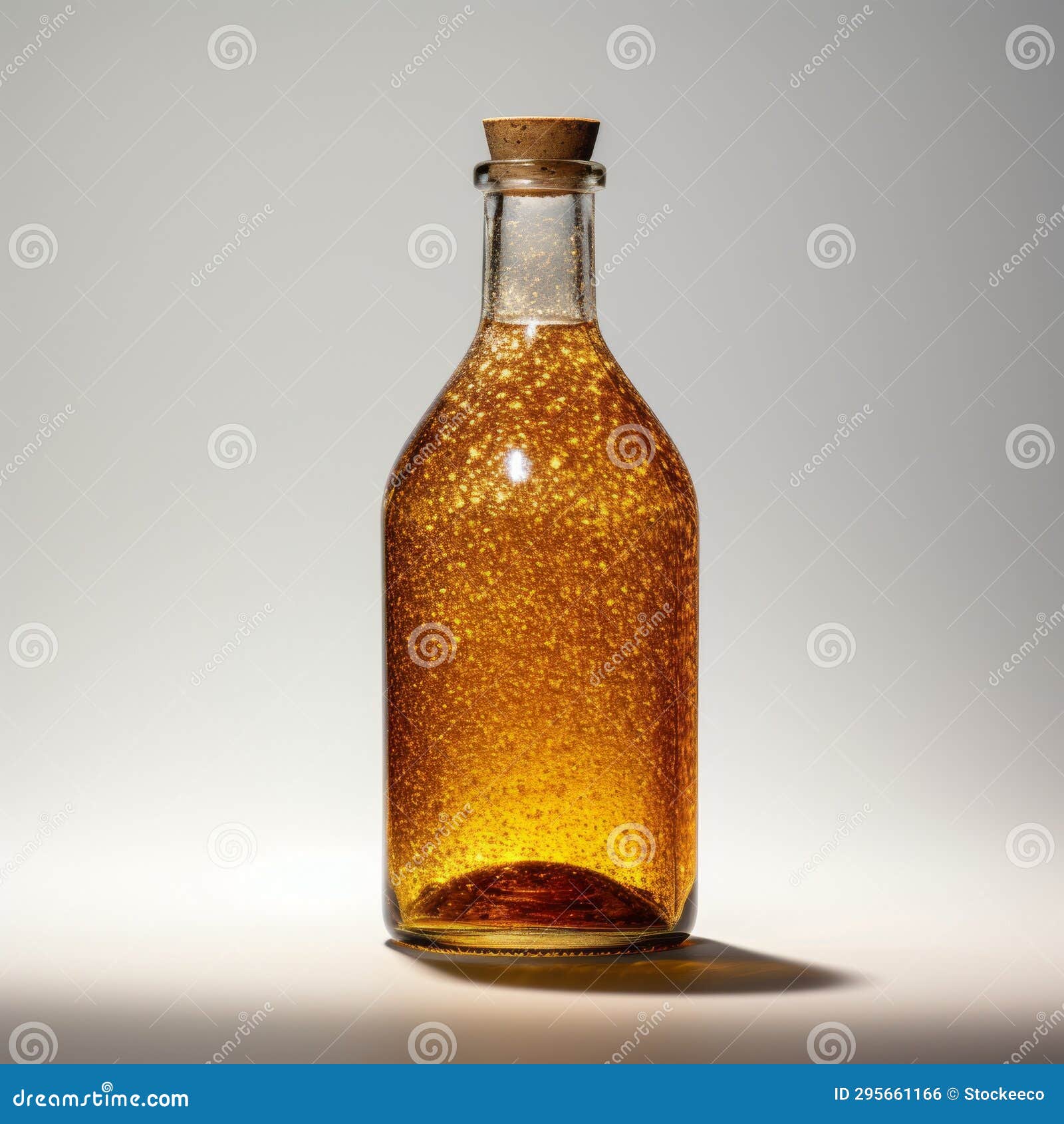 Shiny Gold and Amber Bottle on Bright Surface Stock Illustration ...