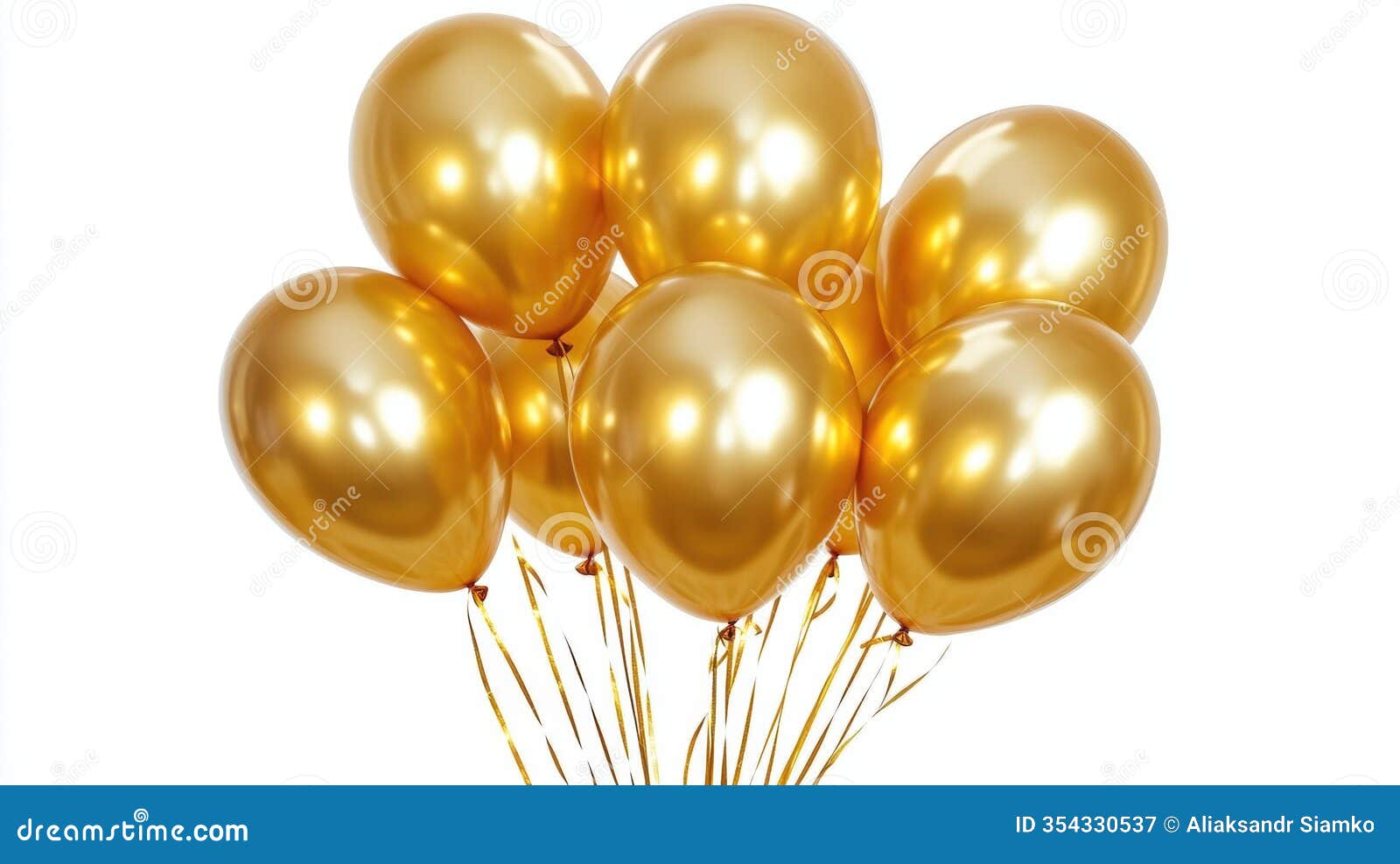 Shiny Gold Balloons Grouped Together On A White Background Royalty-Free ...