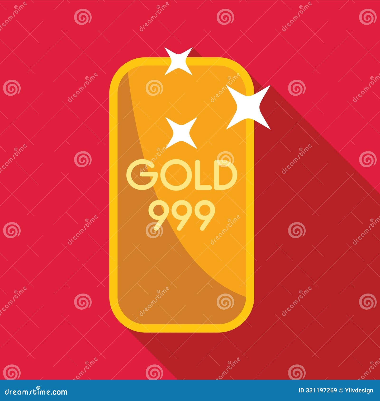 Shiny Gold Bar is Glowing on Red Background Stock Illustration ...