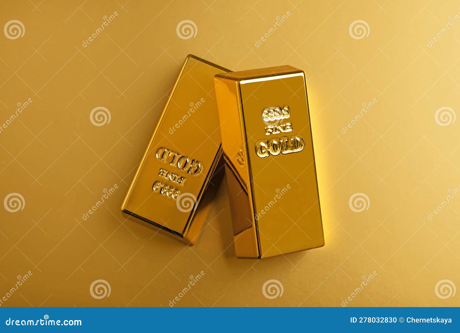 Shiny Gold Bars on Color Background, Flat Lay Stock Photo - Image of ...