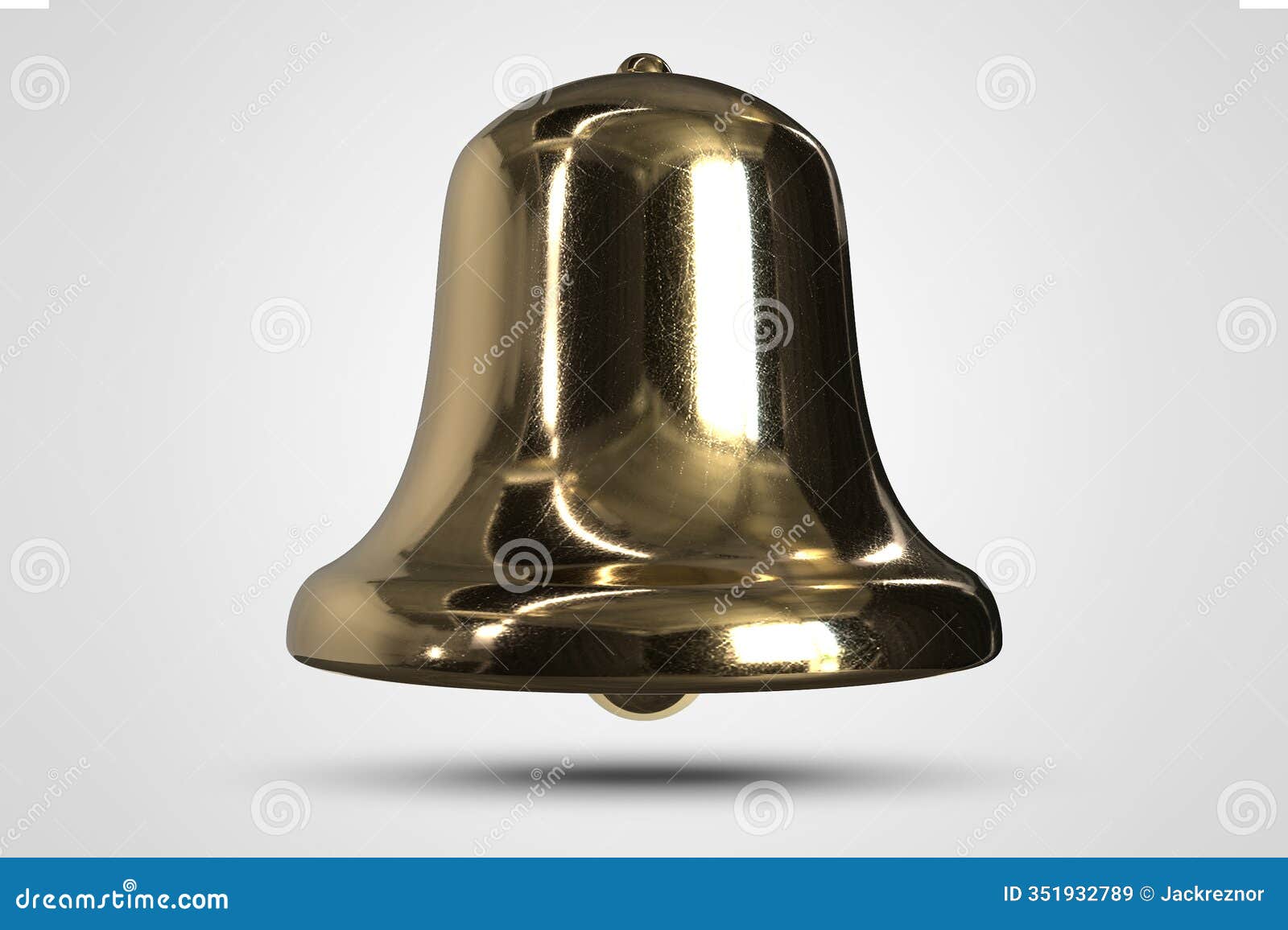 Shiny Gold Bell on a Plain Background. 3d Render Stock Illustration ...