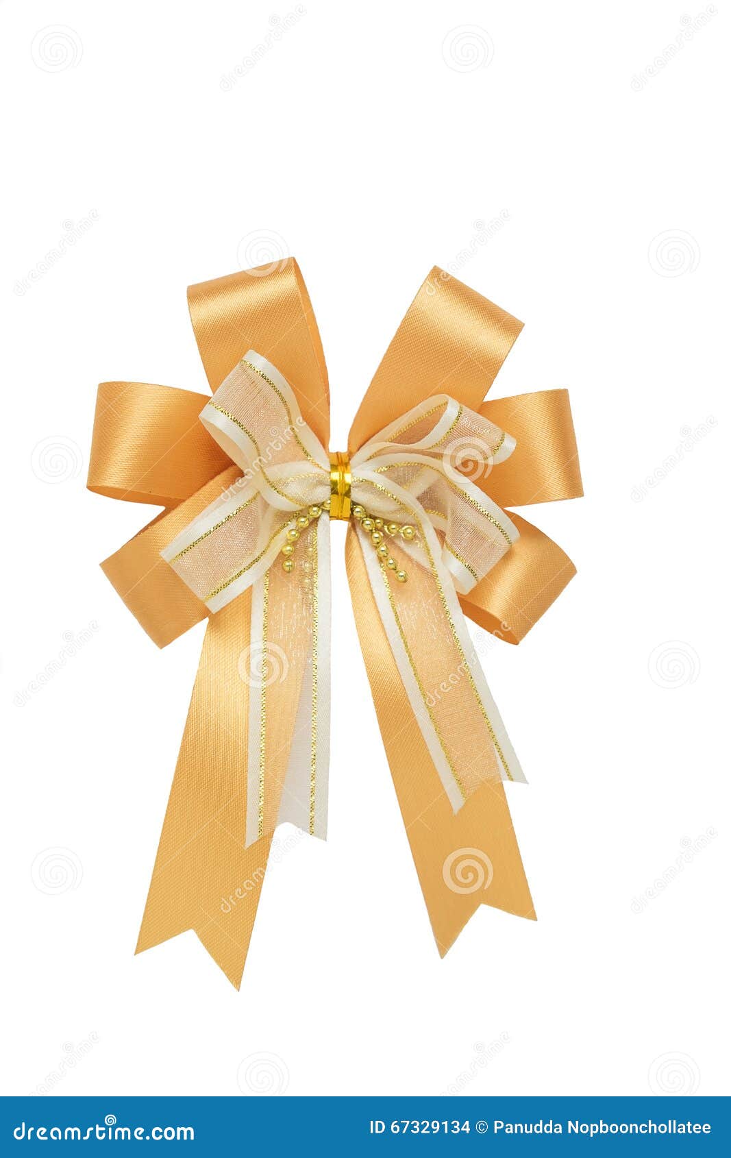 Shiny Gold Bow Ribbon on White Background Stock Photo - Image of ...