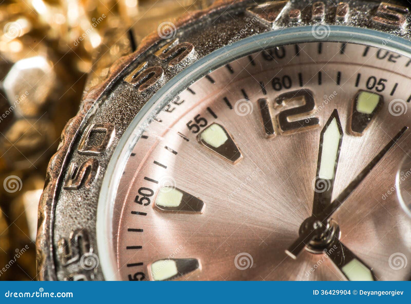 Shiny gold color watch stock photo. Image of jewellery - 36429904