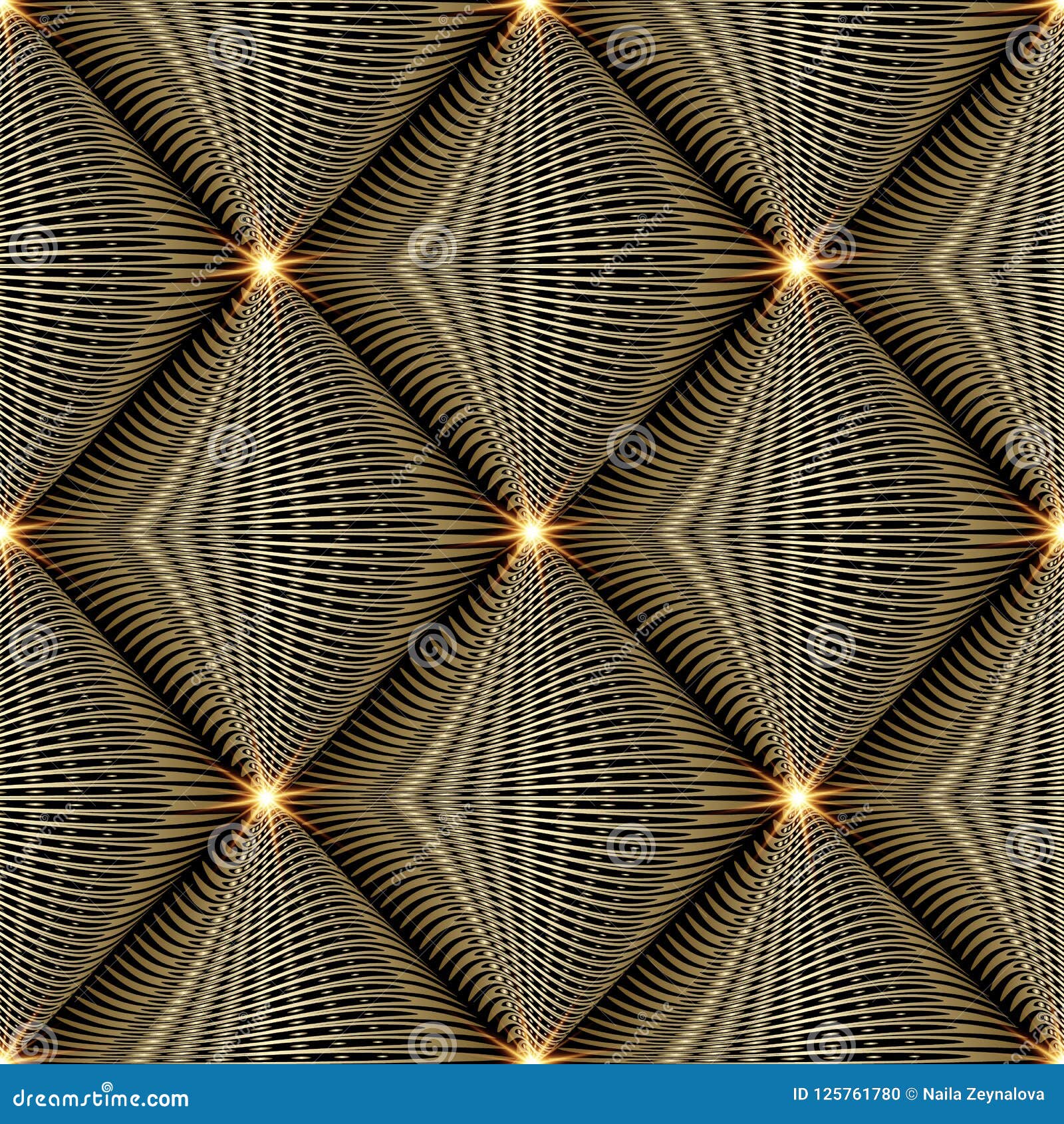 Shiny Gold 3d Modern Vector Seamless Pattern. Abstract Geometric Stock ...
