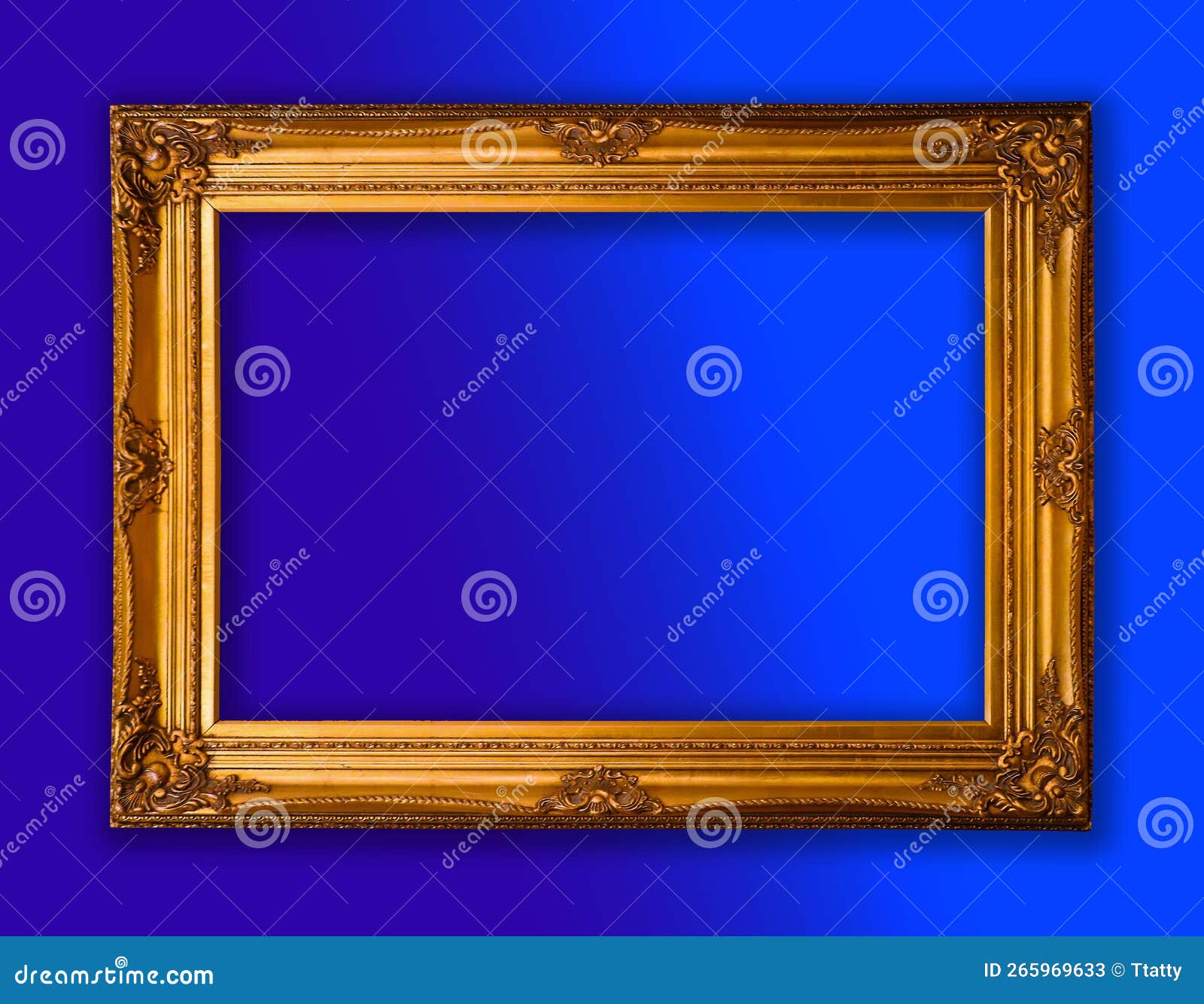 Shiny gold empty frame stock image. Image of blue, golden - 265969633