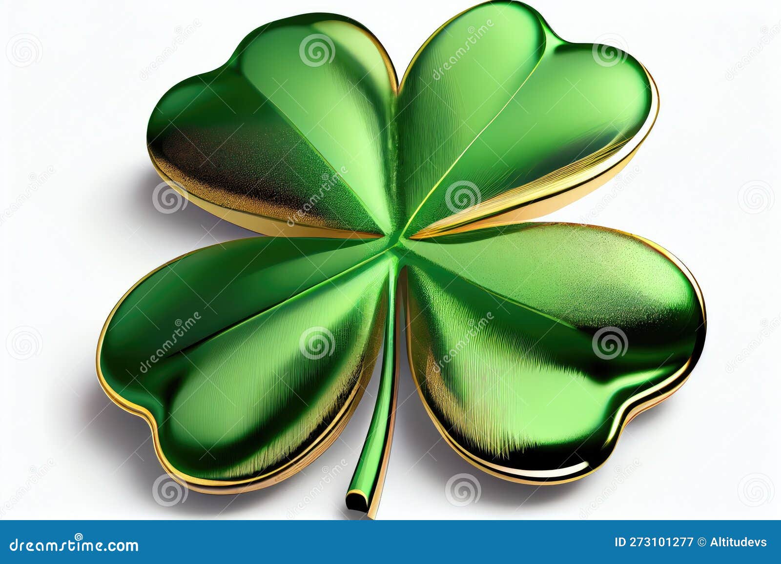 Shiny Gold Four-leaf Green Clover Isolated on White Background Stock ... Shiny Gold Four-leaf Green Clover Isolated on White Background Stock ...