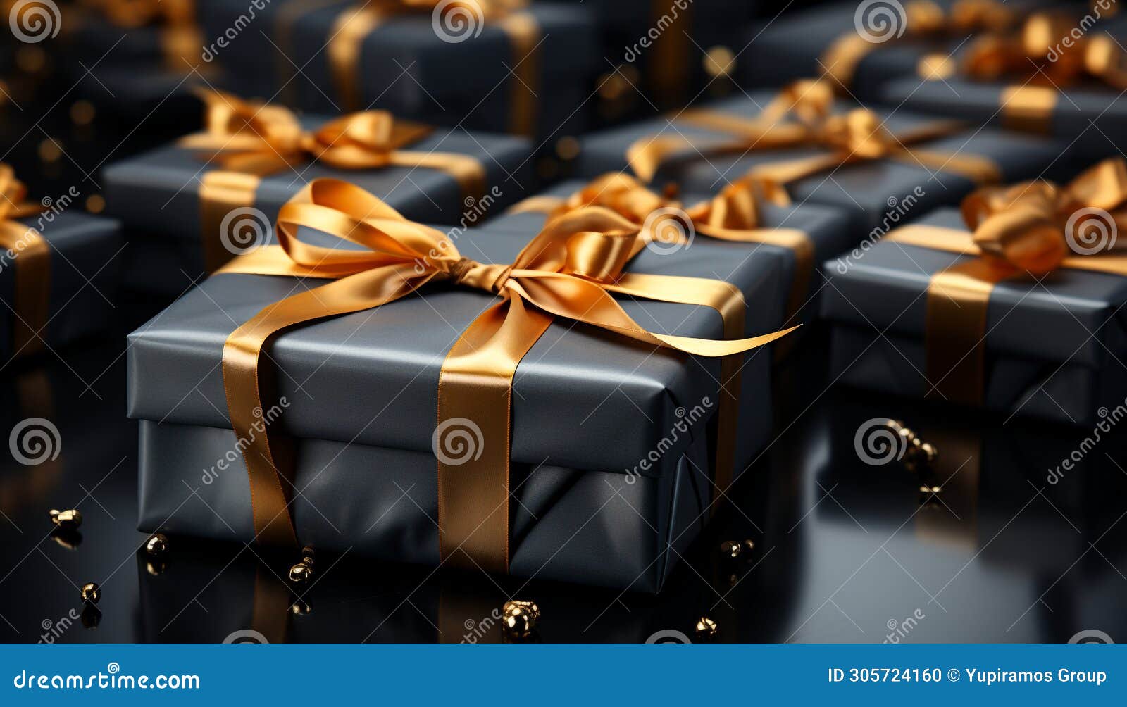 A Shiny Gold Gift Box Wrapped in Elegant Wrapping Paper Generated by AI ...
