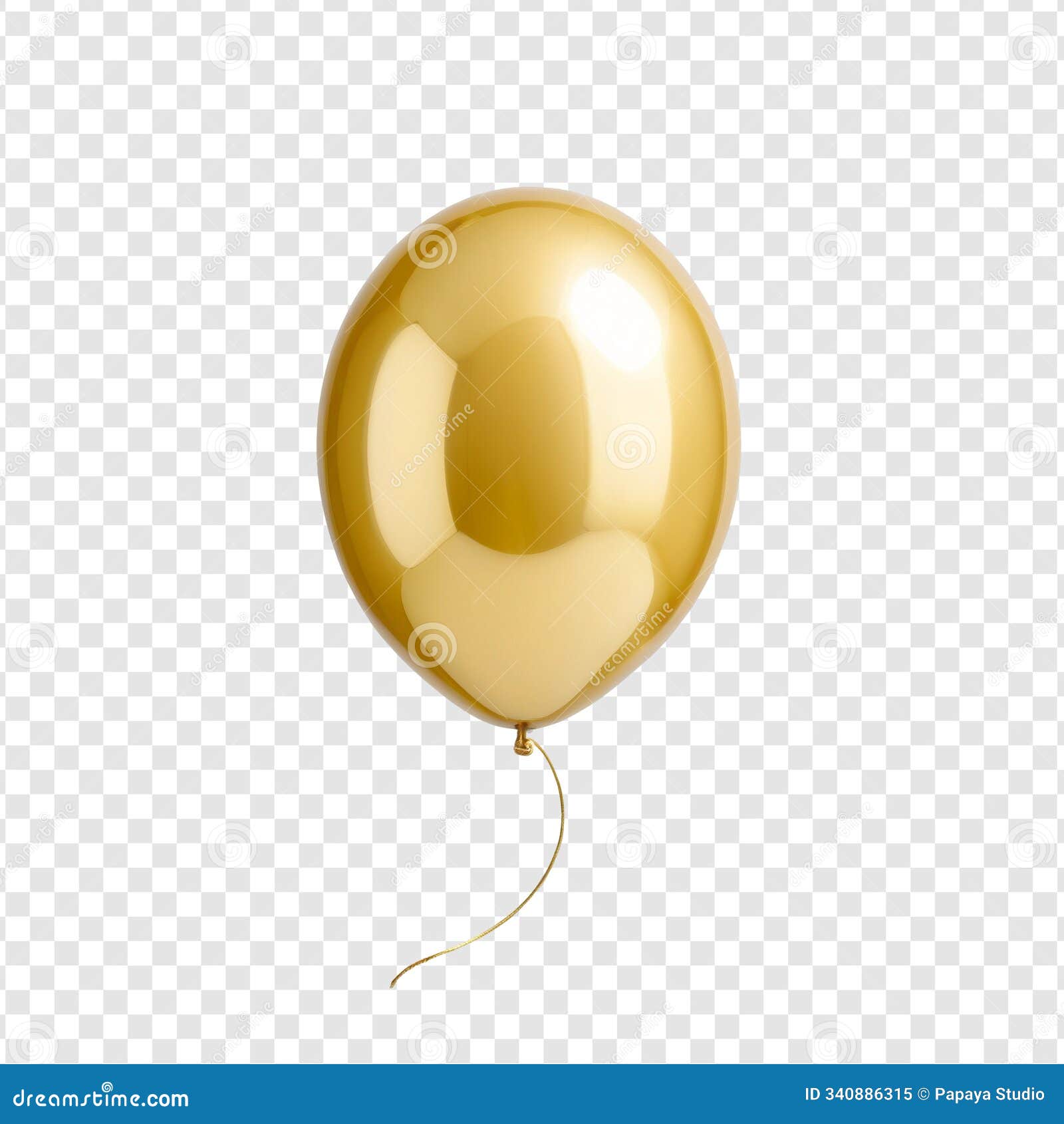 Shiny Gold Helium Balloon on Transparent Background Stock Illustration ...