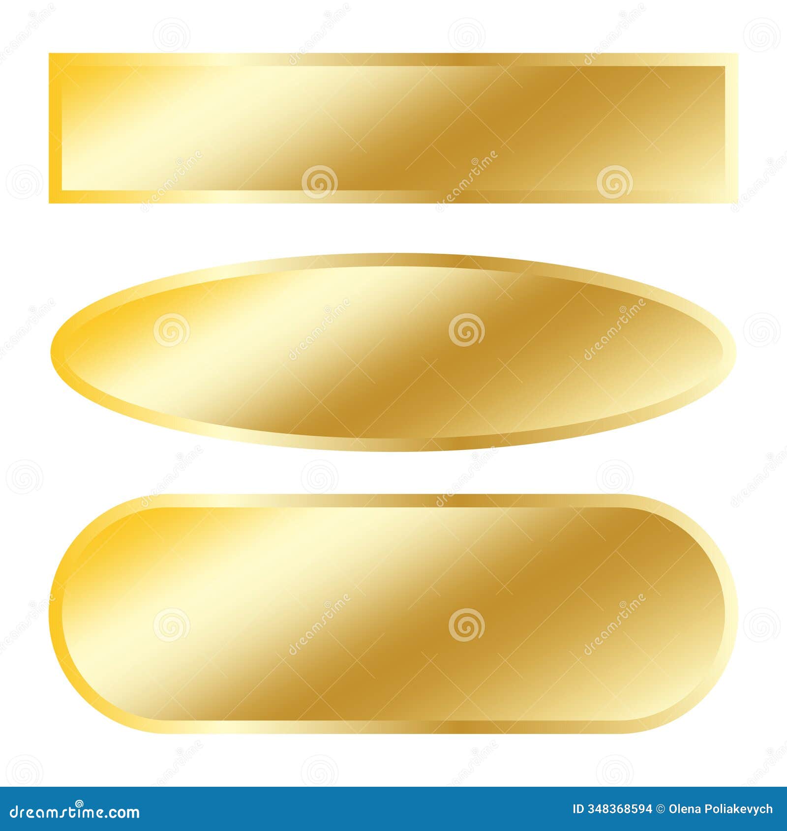 Shiny Gold Labels. Elegant Metallic Shapes. Rectangular and Oval ...
