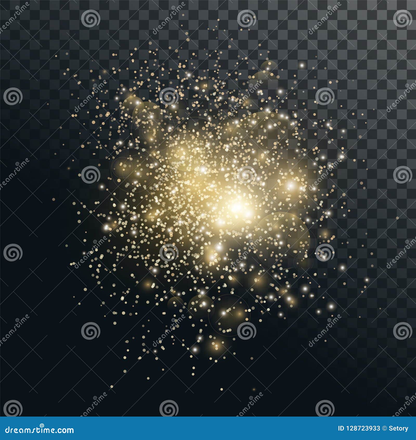 Shiny Gold Particles, Light Effect Stock Vector - Illustration of ...