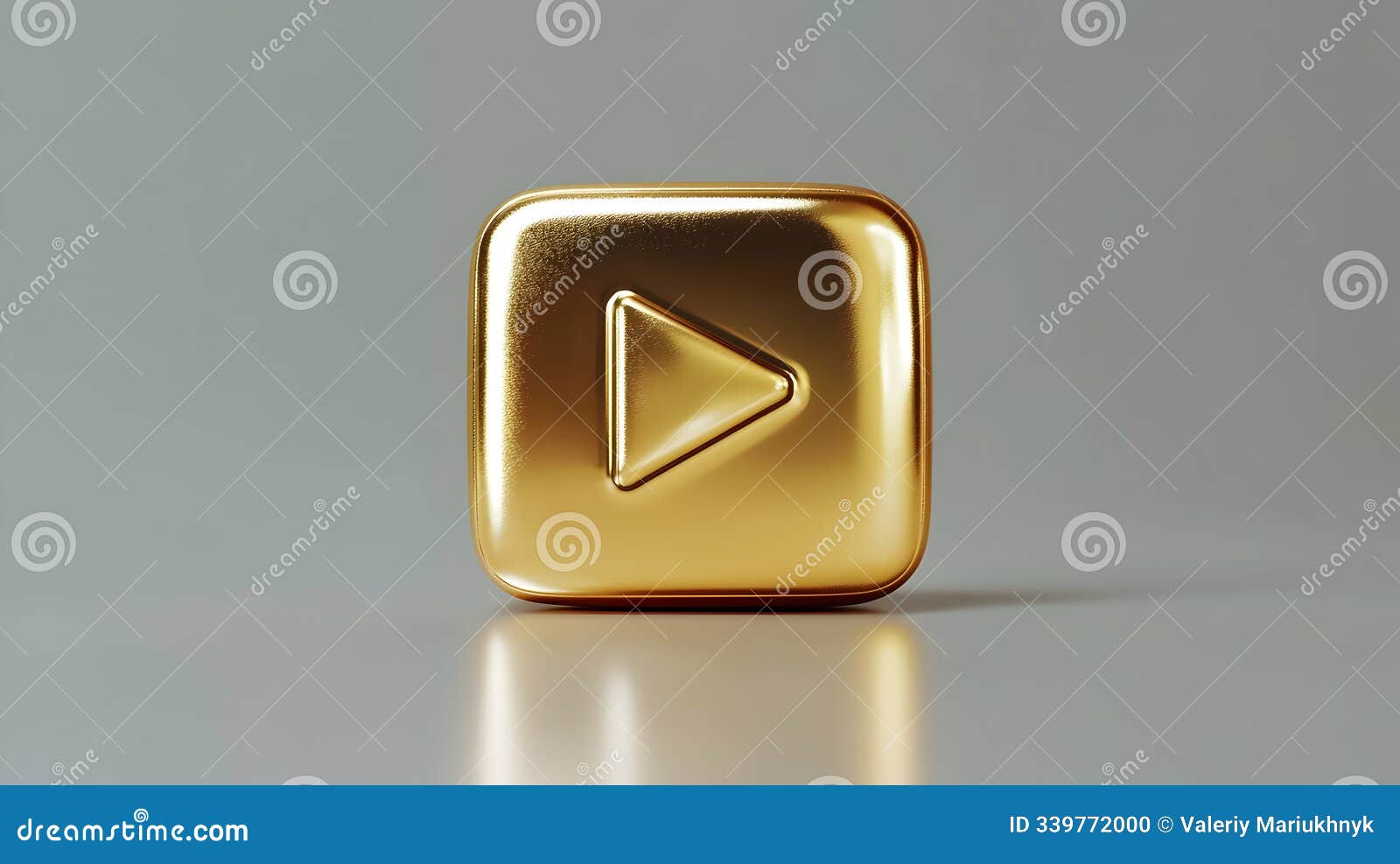 Shiny Gold Play Button Icon in a Minimalistic 3D Style, Symbolizing ...