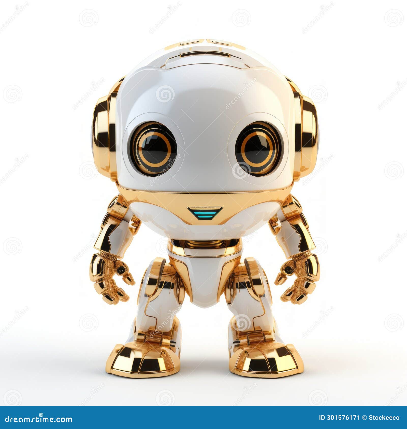 Shiny Gold Robot with White Eyes - Backlit Electronic Media Art Stock ...