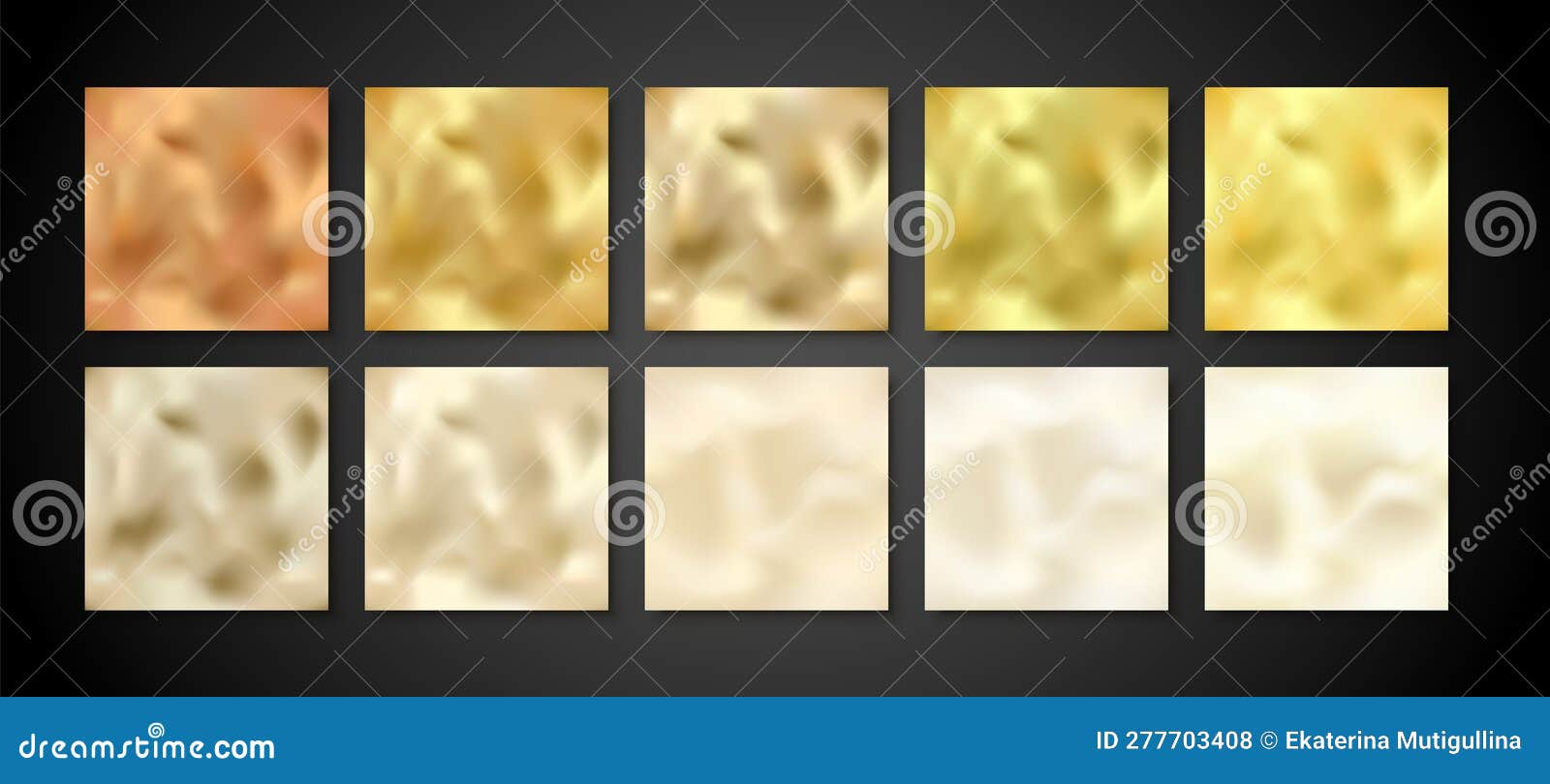 Shiny Gold Seamless Foil Patterns Set. Golden Metallic Backgrounds ...