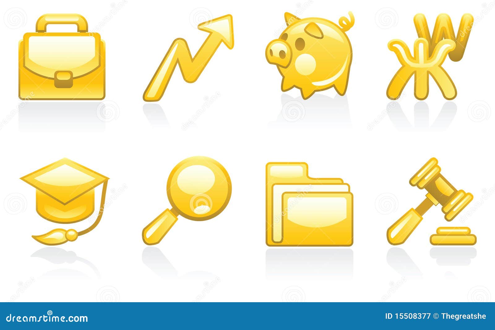 Shiny Gold Set of Business Icons Stock Vector - Illustration of inset ...