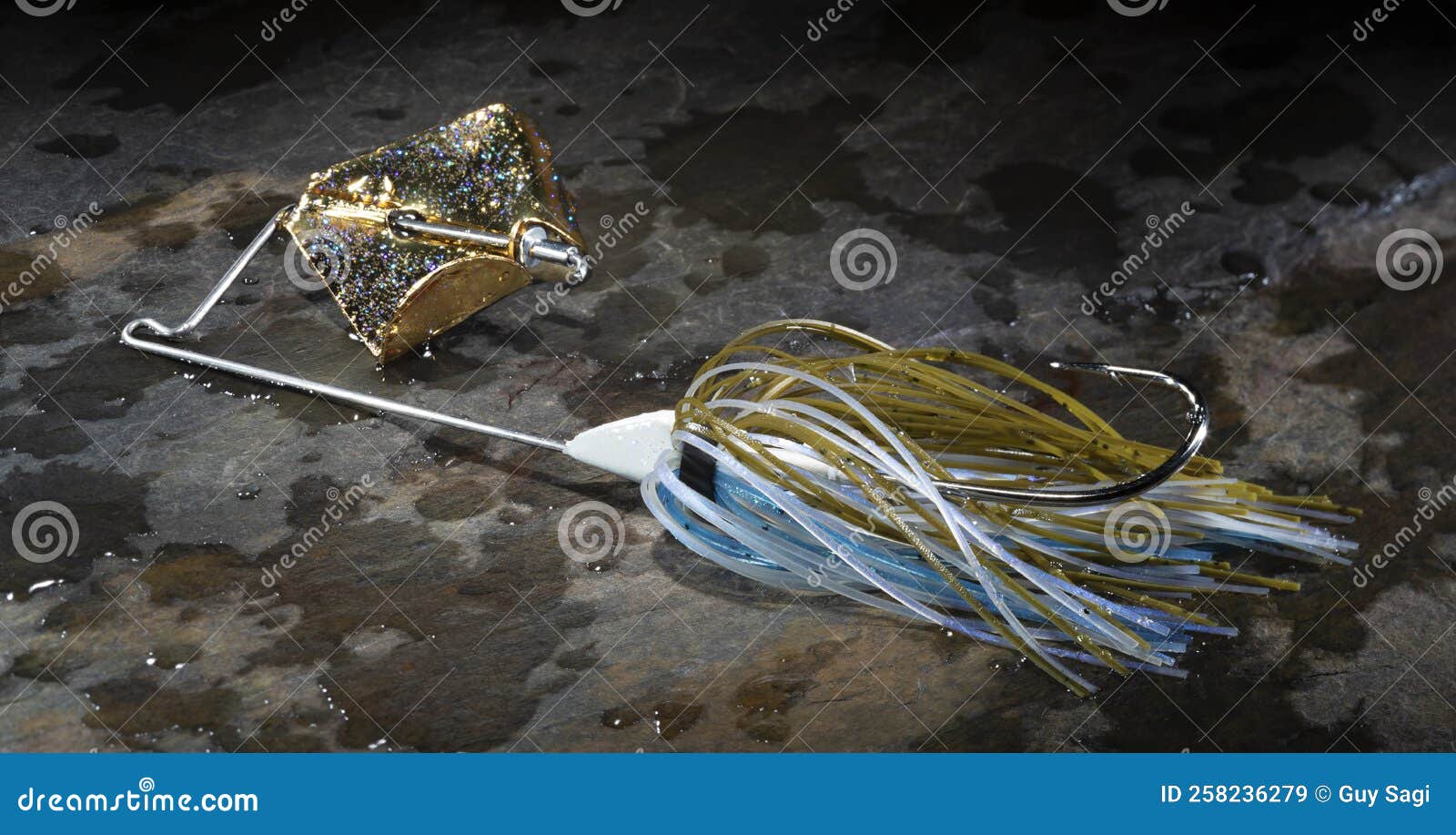 Shiny Gold Spinner on a Buzz Bait Stock Image - Image of hook, sharp ...